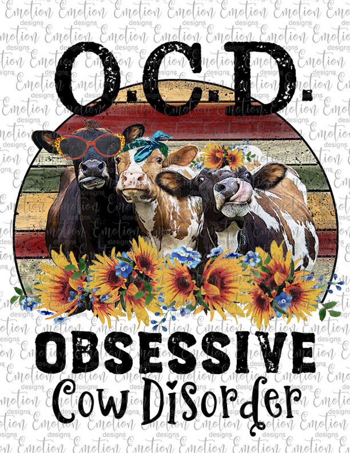 OCD Obsessive Cow Disorder Cow Trio Instant Download - Etsy