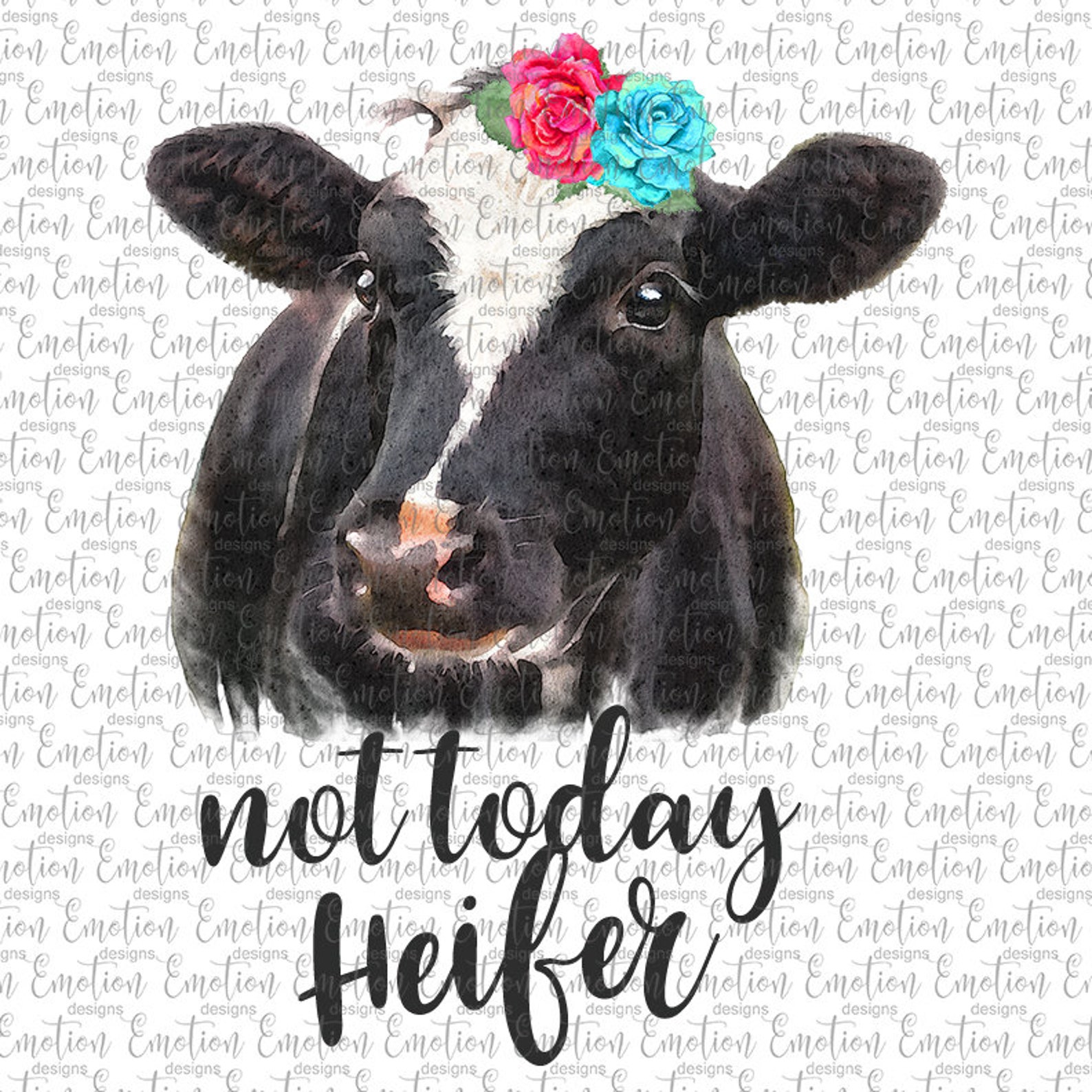 Not Today Heifer Original Watercolor Art PNG, Instant Download ...
