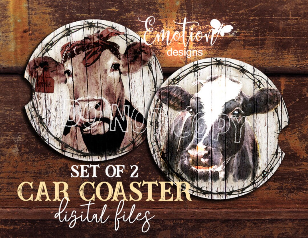 Cow Car Coaster Design Bundle, Instant Download, Sublimation, DTF ...