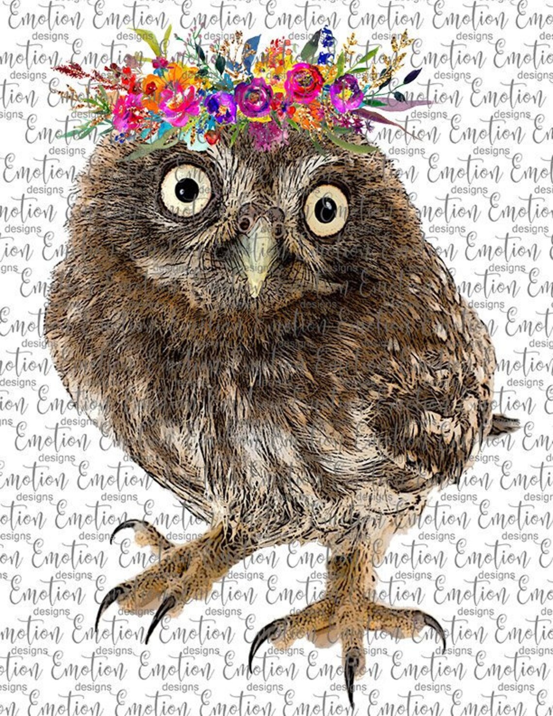 Owl with Flowers clipart instant download Sublimation | Etsy