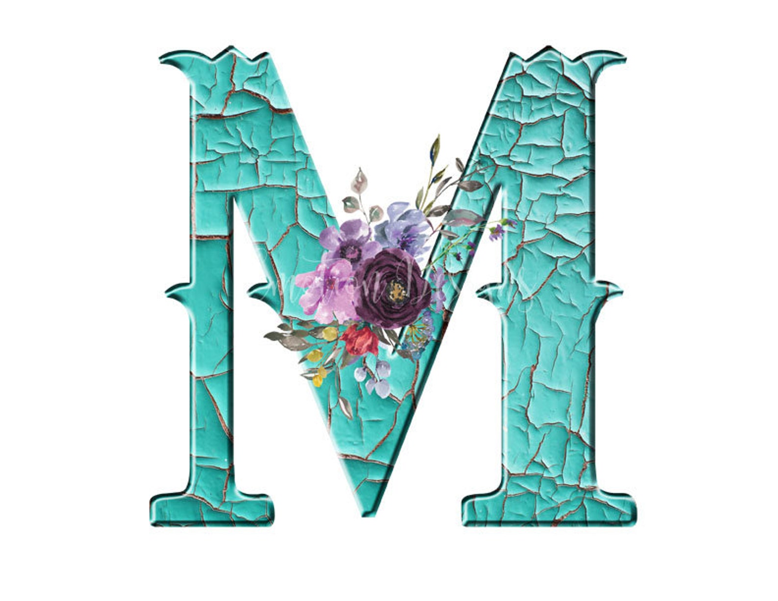 KLMNO Rustic Turquoise Monogram Letters Clip Art Instant - Etsy Israel