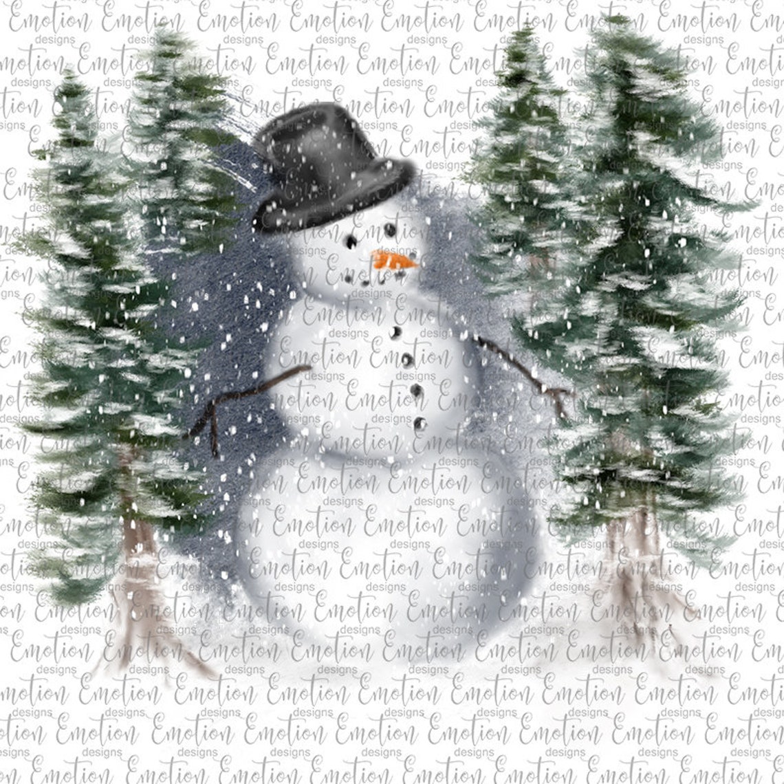 Hand Drawn Watercolor Snowman Clipart Instant Download - Etsy