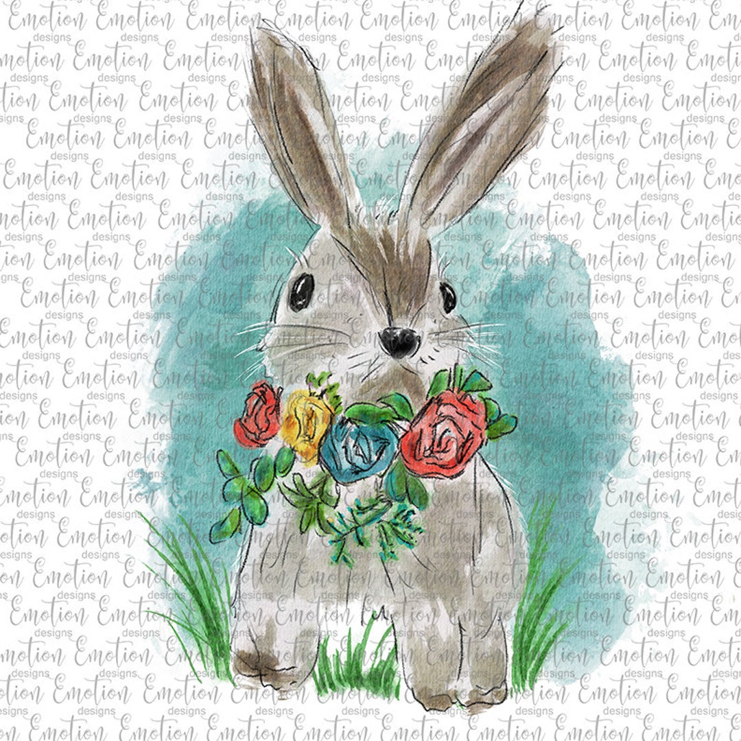 Watercolor Bunny, Instant Download, PNG, Sublimation, Original Art ...