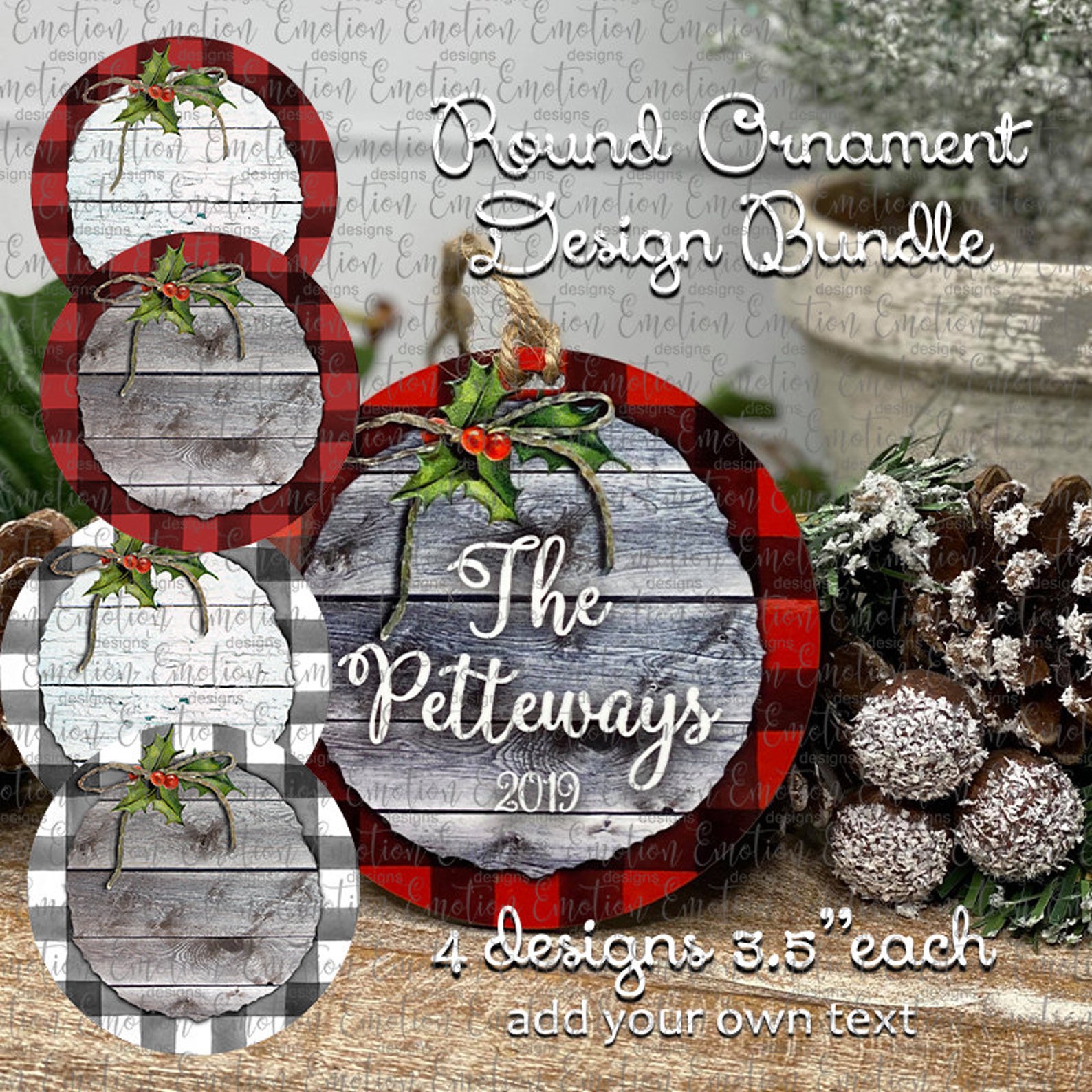 Circle Christmas Ornament Design Bundle 3 Instant Download - Etsy