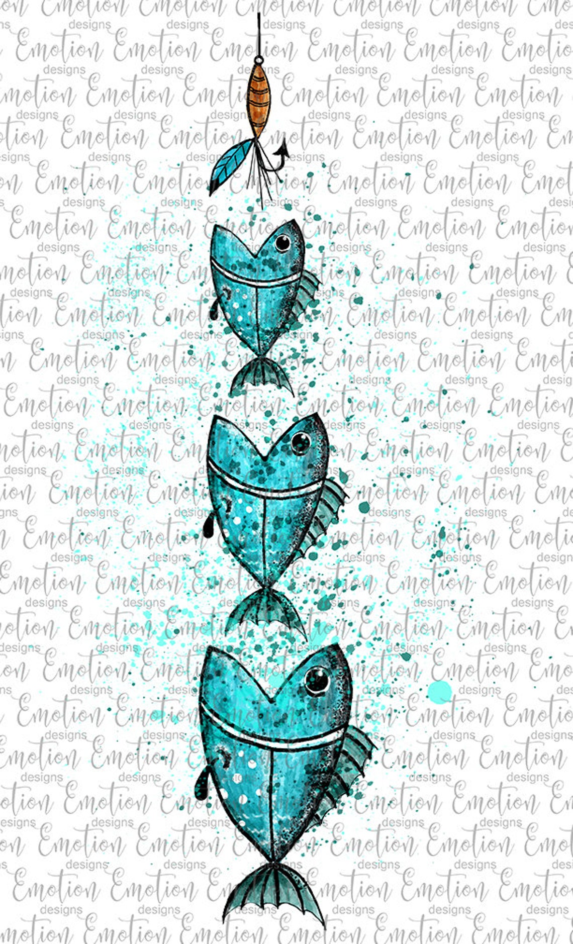 Fish Watercolor Drawing Vertical Instant Download PNG | Etsy