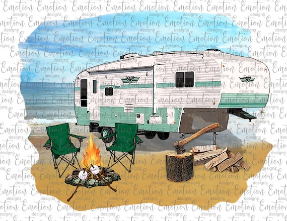 Beach Scene 5th Wheel Trailer Clipart Instant Download - Etsy