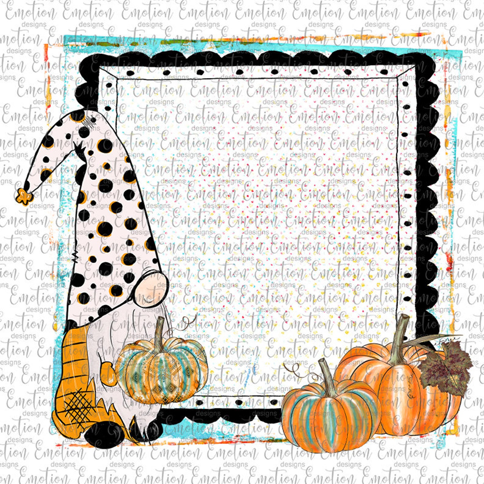 Pumpkin Gnome Frame PNG Clipart Instant Download | Etsy