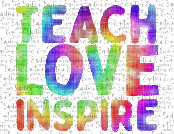 Teach Love Inspire Clipart Instant Download Sublimation | Etsy