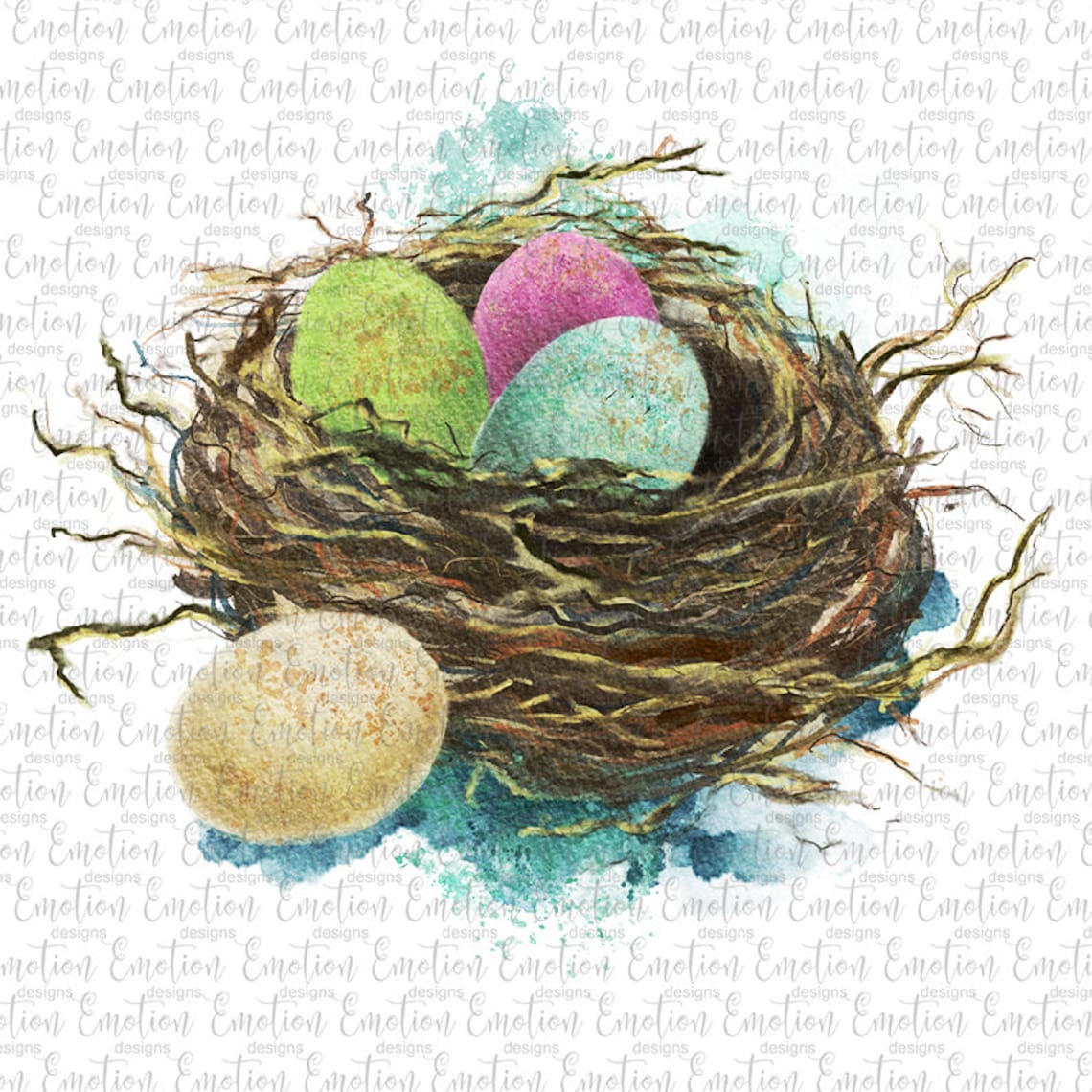 Watercolor Nest With Eggs PNG Instant Download Sublimation - Etsy