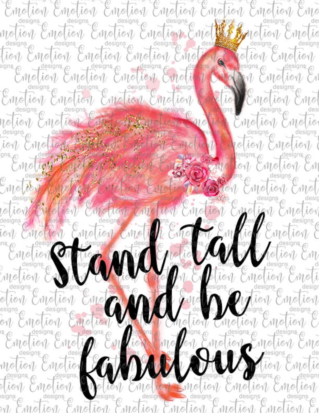 Stand Tall and Be Fabulous Flamingo Clipart, Instant Download ...