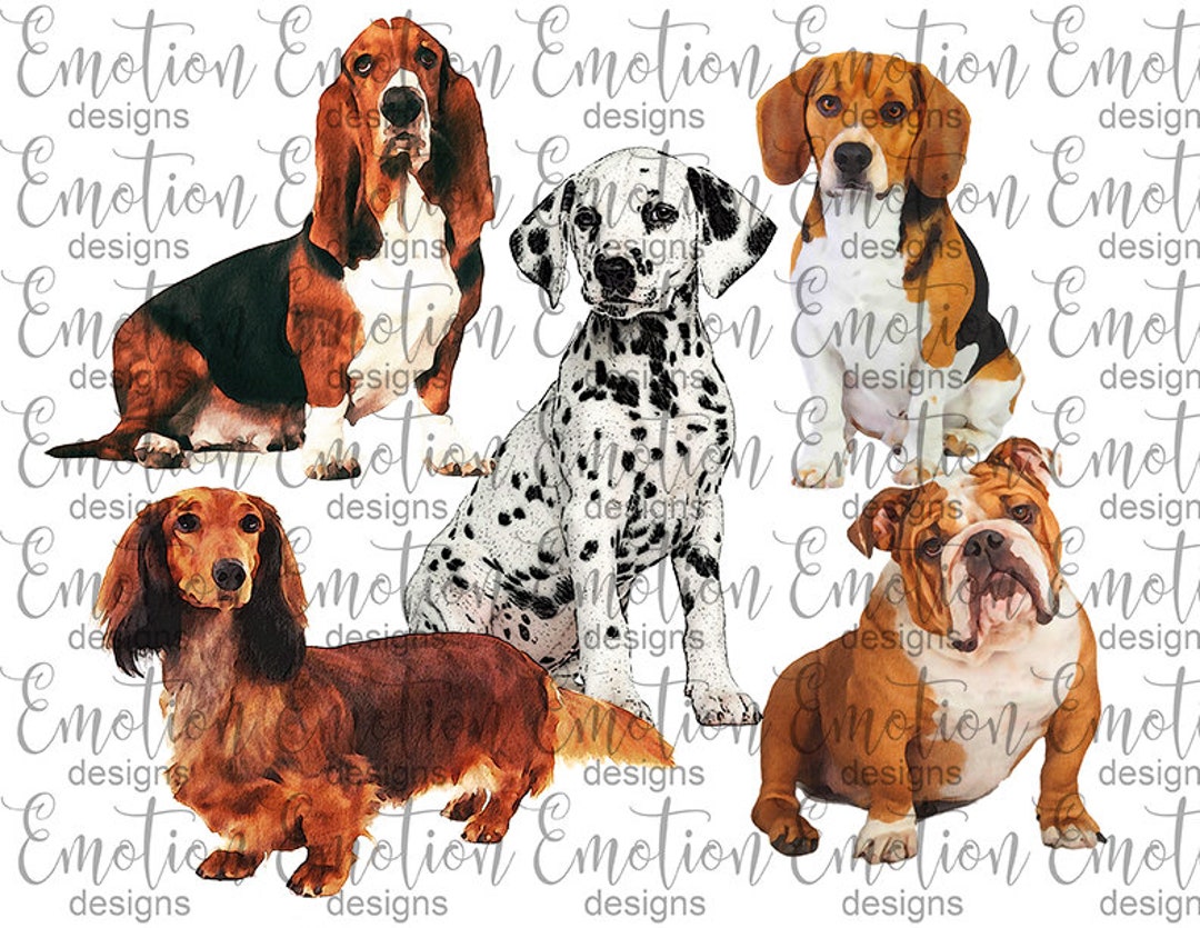 Watercolor Dogs Bundle Clipart, Instant Download, Sublimation, DTF ...