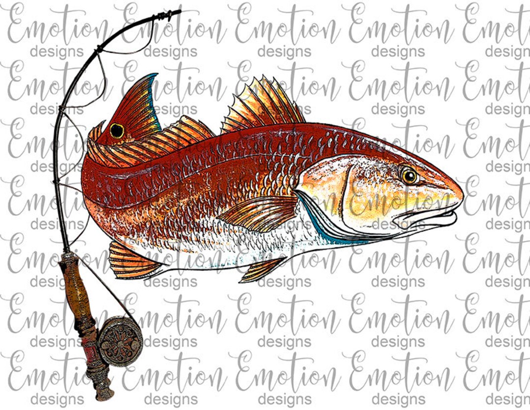 Redfish Clipart, Instant Download, Sublimation Graphics, PNG, DTF ...