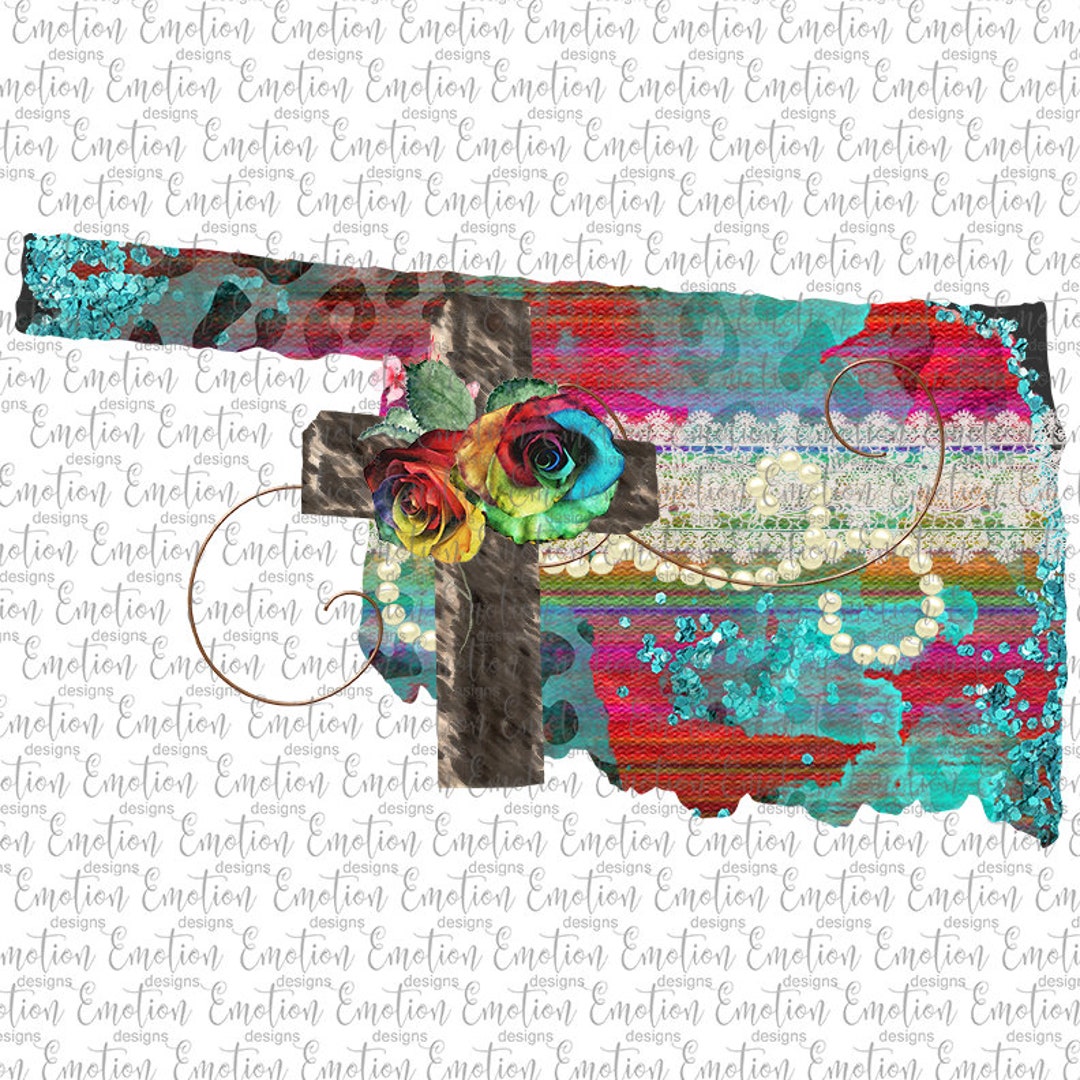 Leopard Serape Cross Oklahoma PNG Instant Download - Etsy