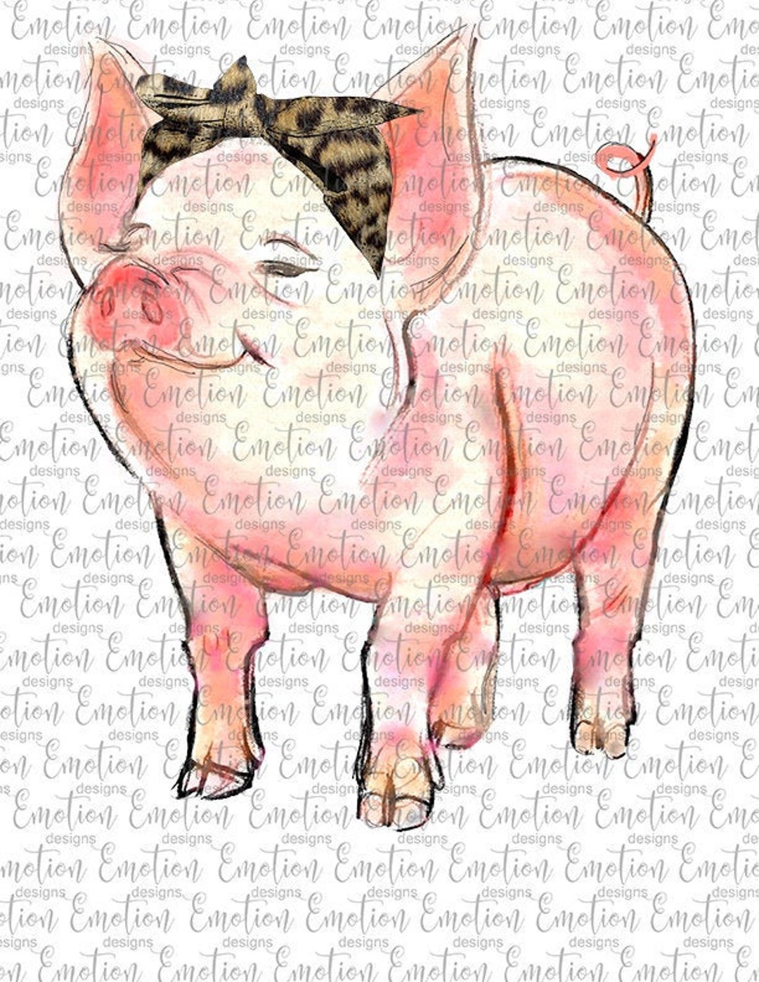 Watercolor Pig Leopard Bandana, Instant Download, Pig, PNG, Sublimation ...