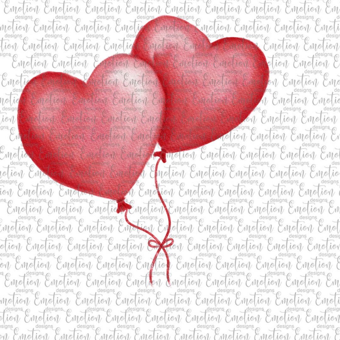 Heart Balloons, Instant Download, Printable Artwork, Sublimation ...