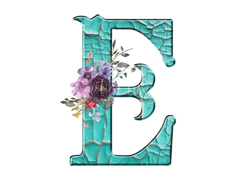 ABCDE Rustic Turquoise Monogram Letters Clip Art Instant - Etsy