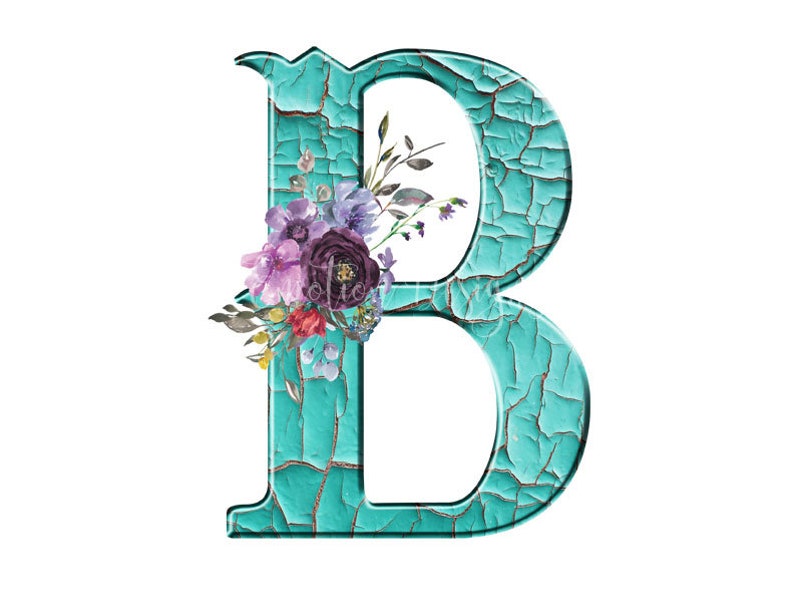 ABCDE Rustic Turquoise Monogram Letters Clip Art Instant | Etsy