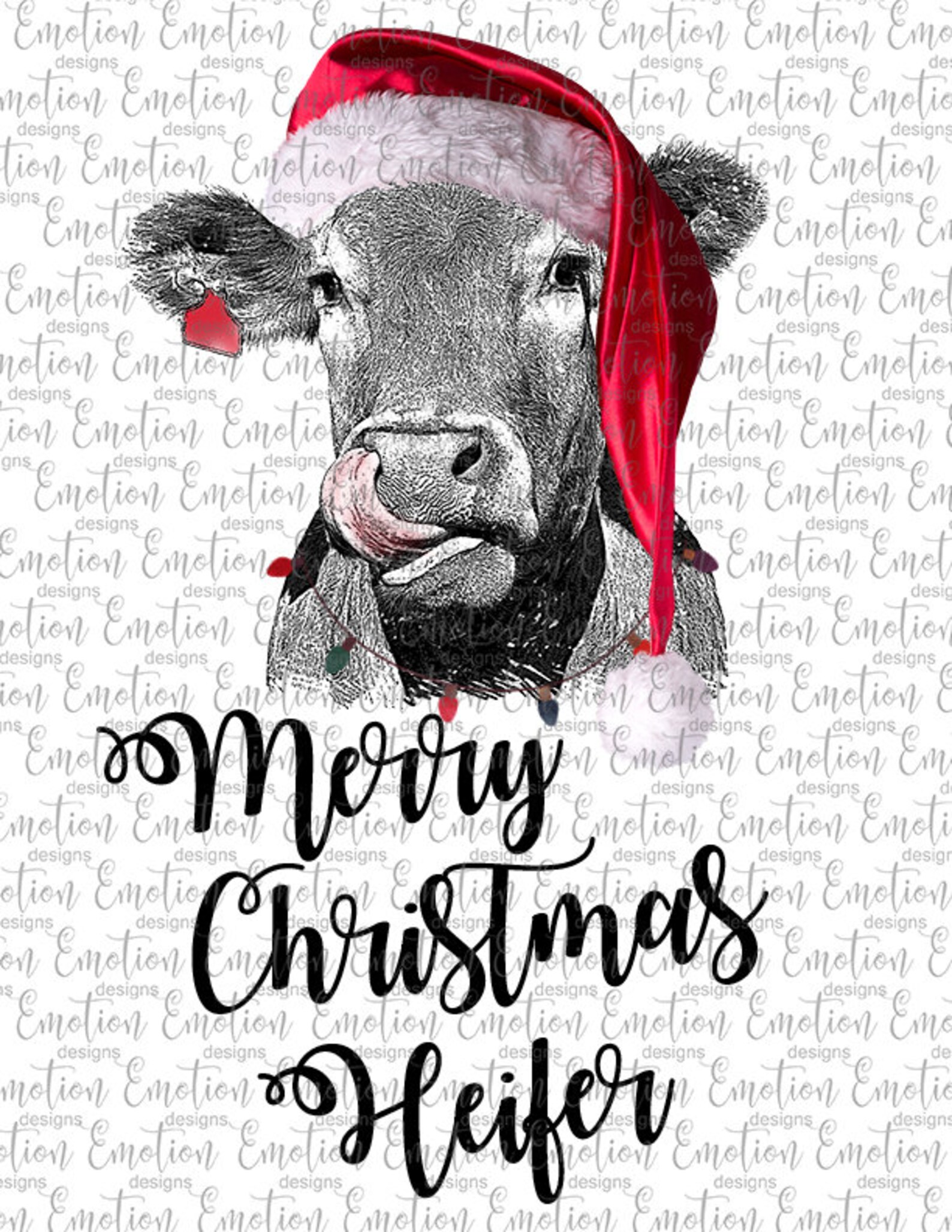 Merry Christmas Heifer Clipart, Instant Download, Sublimation Graphics ...