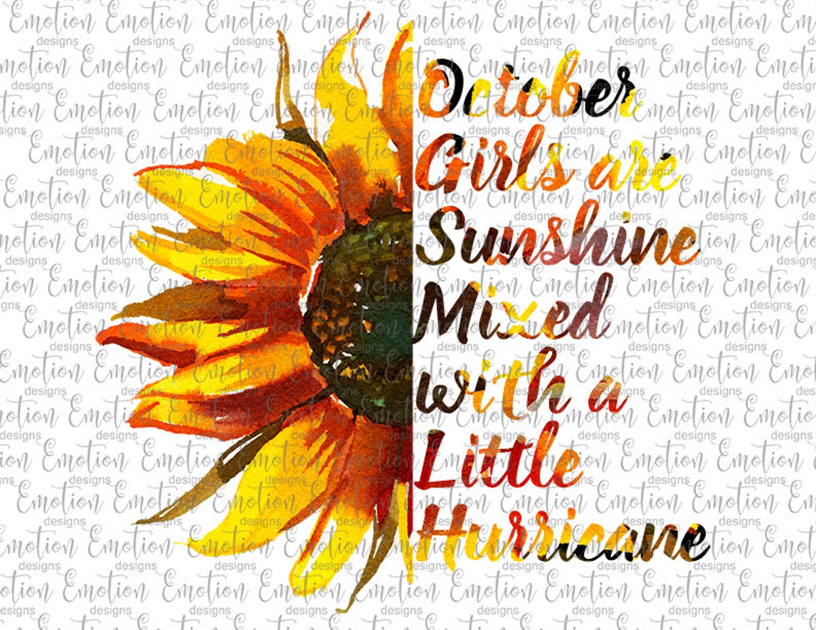 October Girls Sunflower Clipart Instant Download Sublimation | Etsy