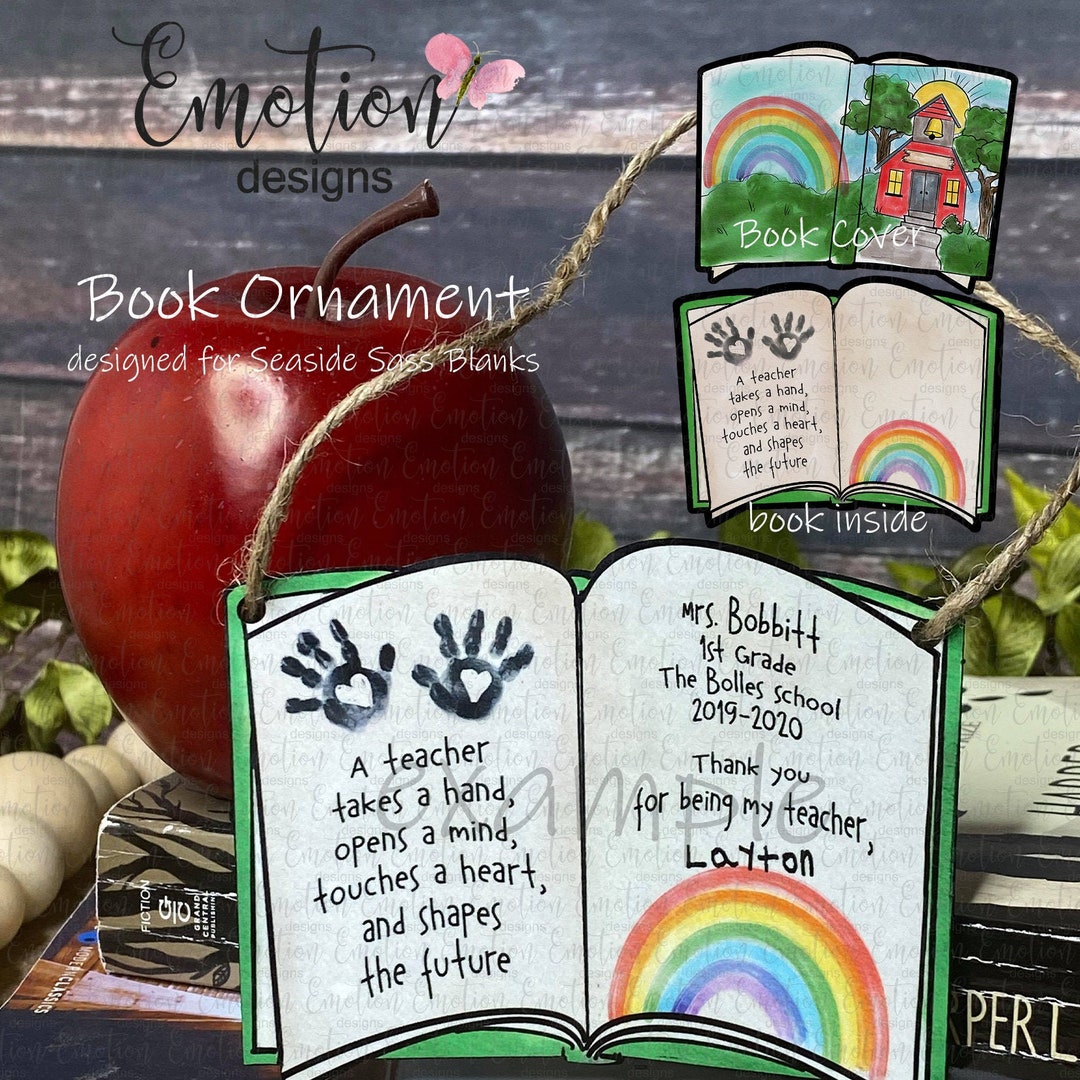 Open Book Ornament Design Set, Teacher Gift, Instant Download ...