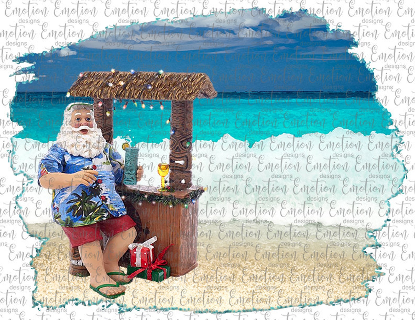 Beach Santa Frame Clipart Instant Download Sublimation | Etsy