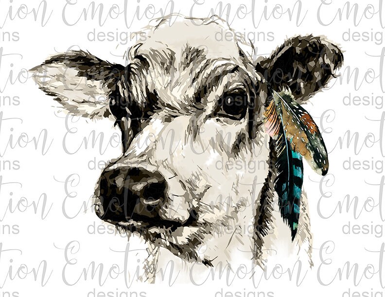Heifer with feathers cow PNG instant download Sublimation | Etsy