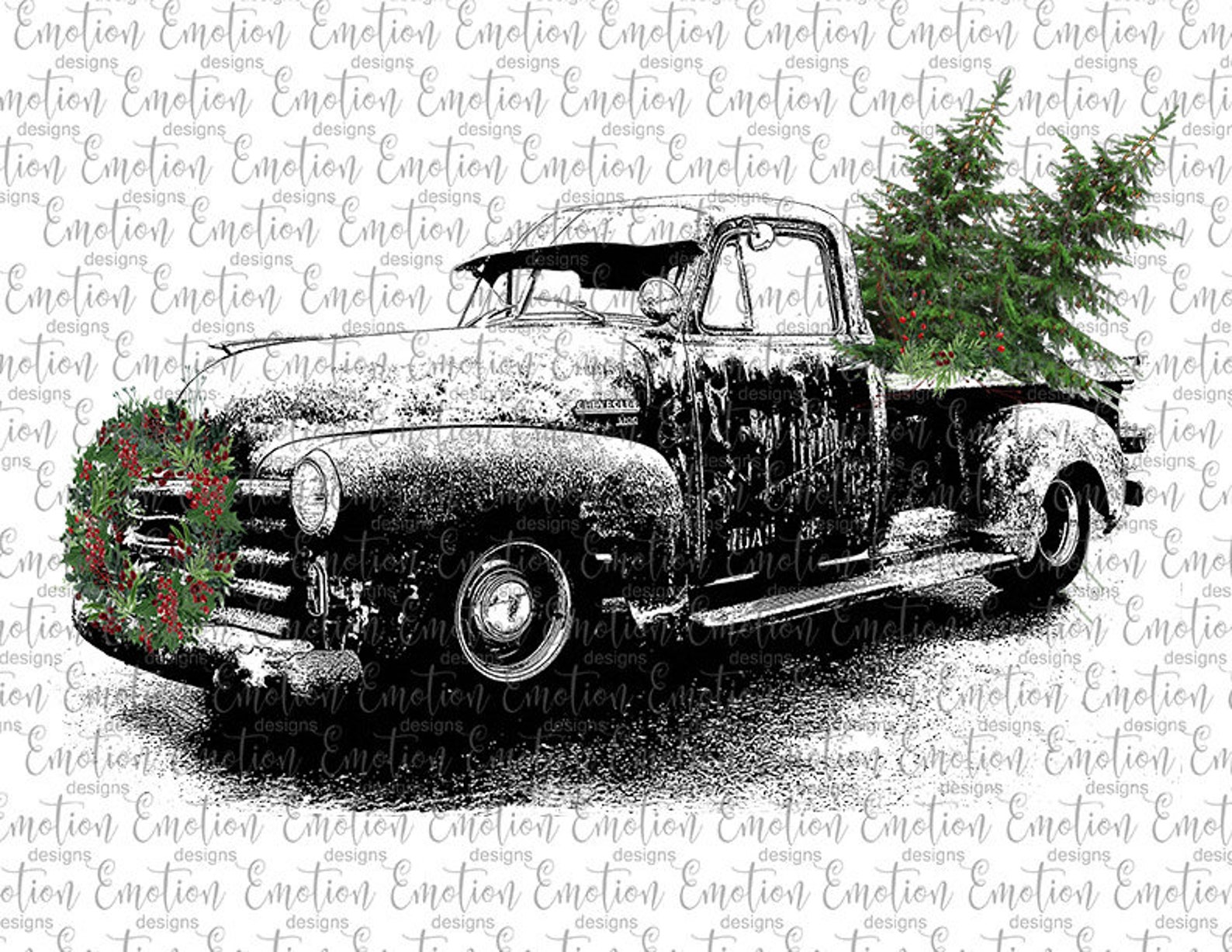 Vintage Truck Christmas Clipart Instant Download Sublimation - Etsy
