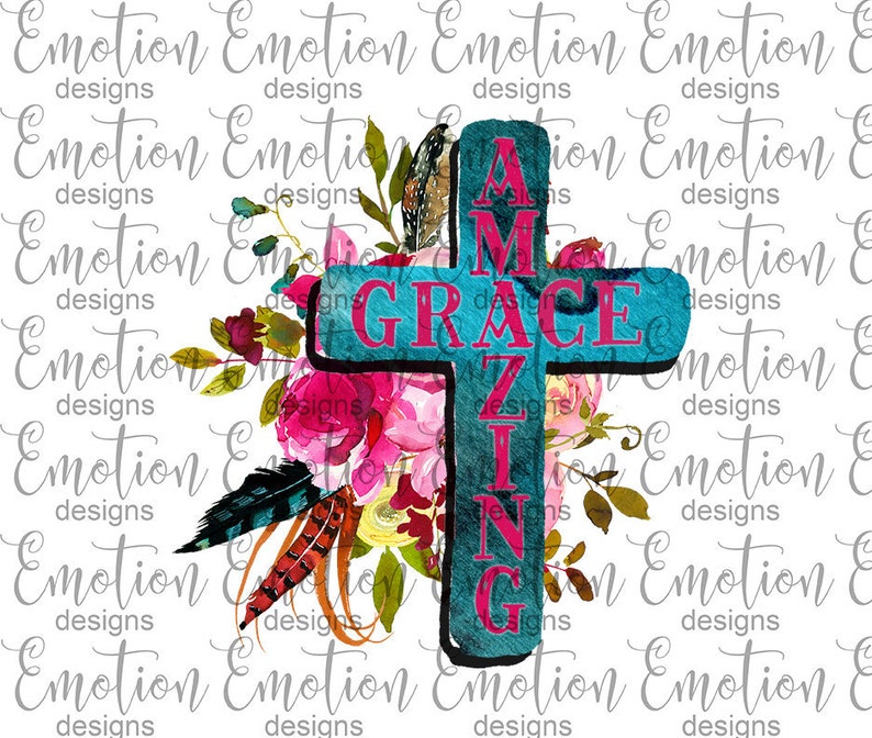 Amazing Grace Cross PNG, Instant Download, Sublimation Graphics ...