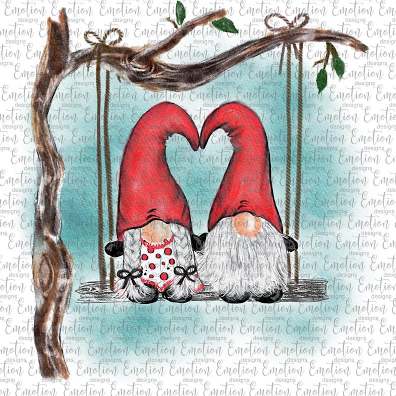 Watercolor Gnome Valentine Scene Original Art, Instant Download ...