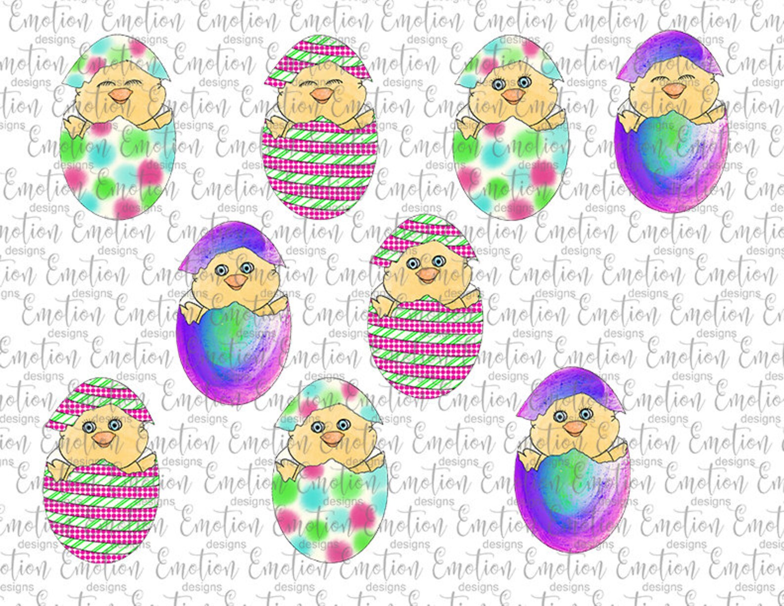 Easter Egg With Chicks Bundle Clipart Instant Download - Etsy