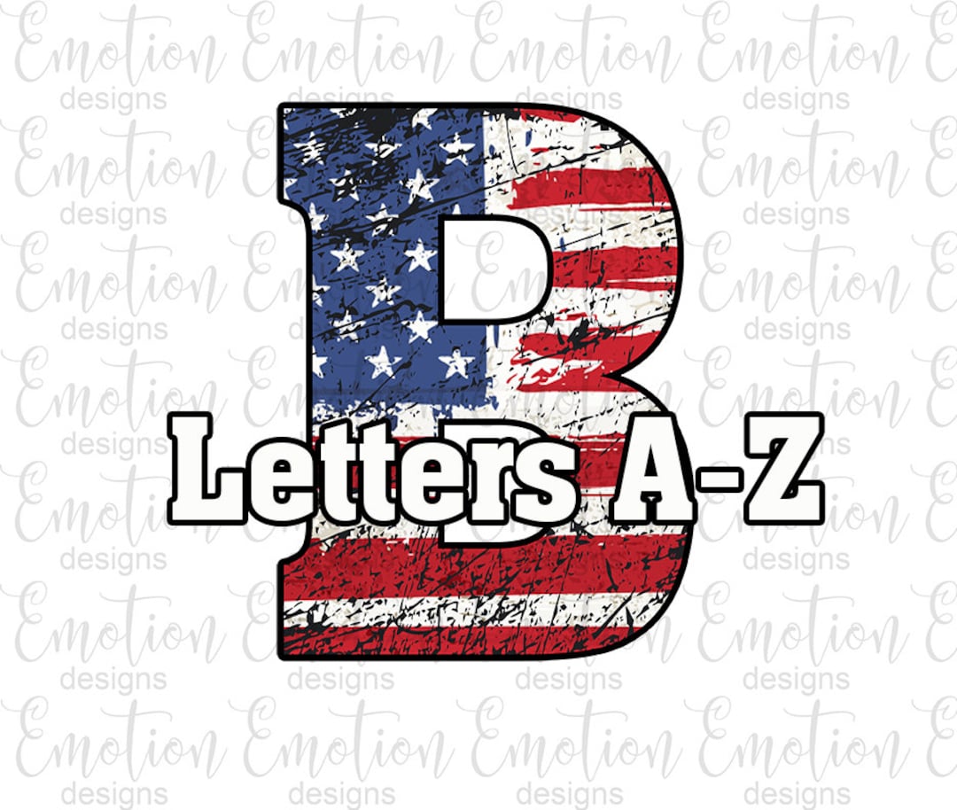 USA Patriotic Letters A to Z Clip Art, American Flag, Instant Download ...