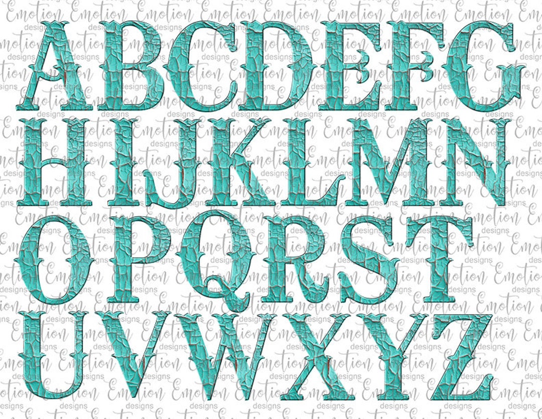 Rustic Turquoise Monogram Letters Clip Art, Instant Download ...