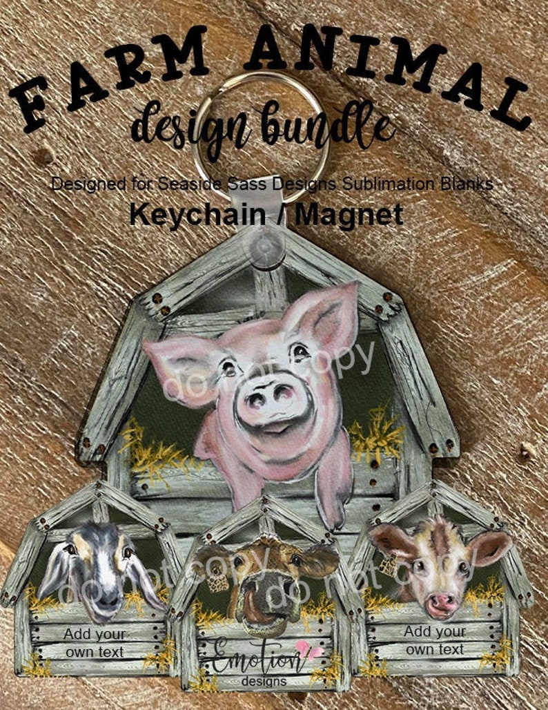 Keychain / Magnet Barn Farm Animal Design Bundle Instant - Etsy