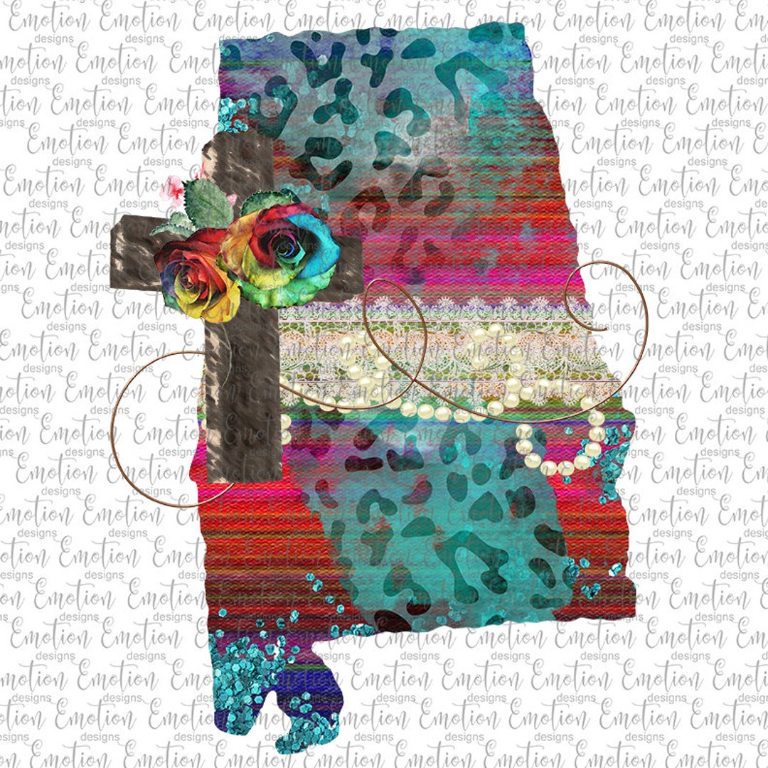 Leopard Serape Cross Alabama PNG, Instant Download, Sublimation ...