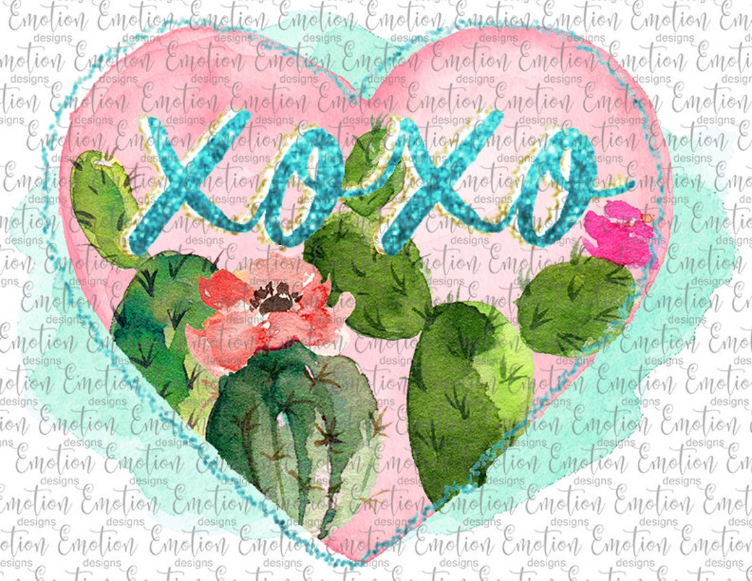 XOXO Cactus Heart Clipart, Instant Download, Sublimation Graphics, PNG ...