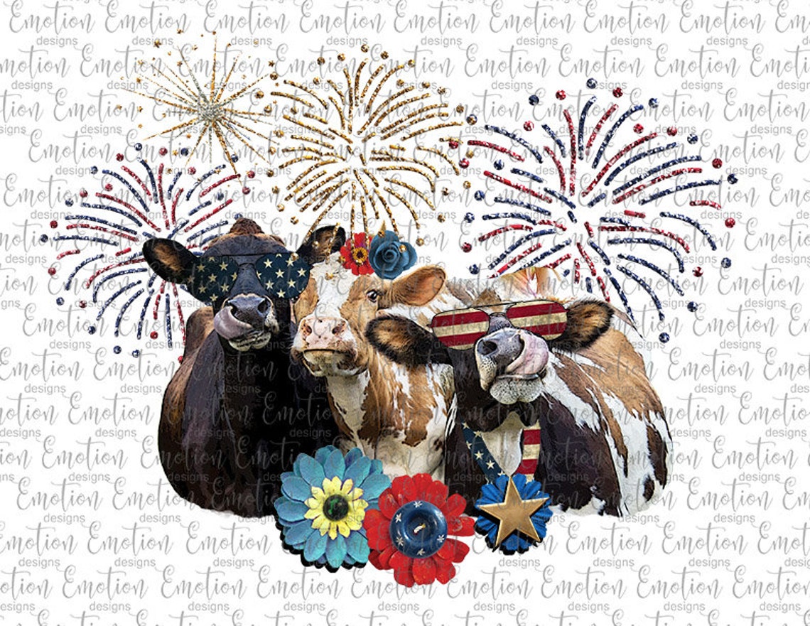USA Patriotic Cows Fireworks PNG Instant Download - Etsy