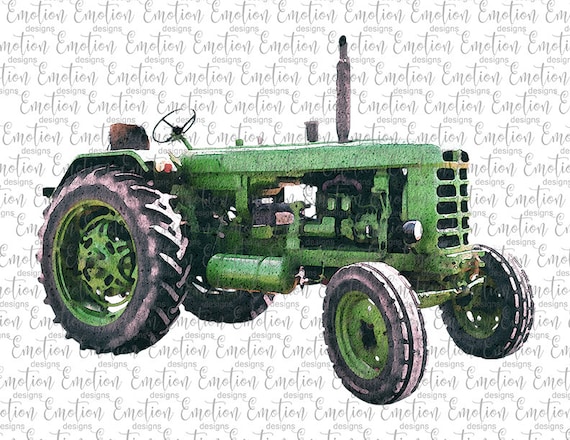Green Watercolor Tractor PNG Clipart Instant Download | Etsy