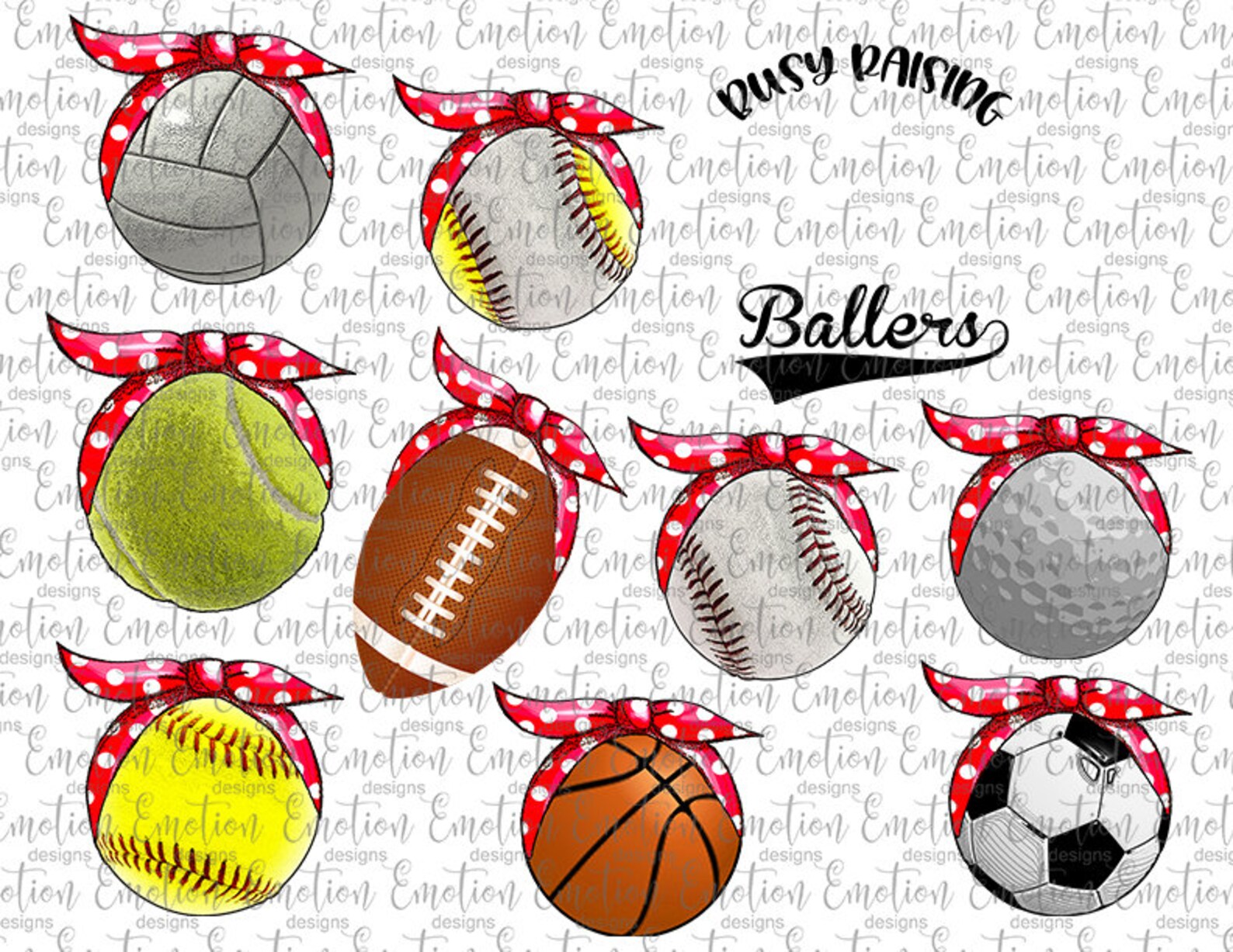Sports Balls With Bandanas Bundle Clipart Instant Download - Etsy