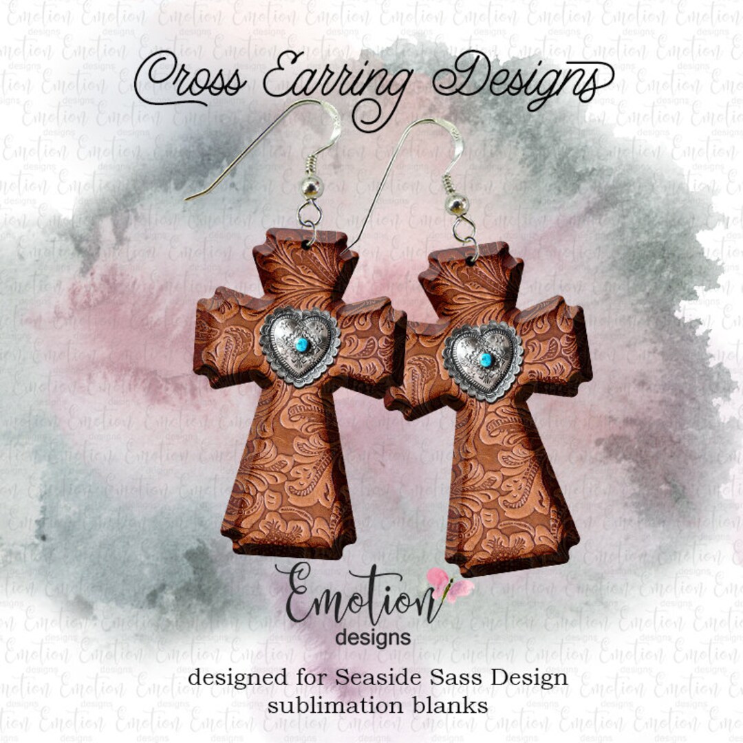 Cross Earring Digital Designs, Instant Download, Sublimation Designs ...
