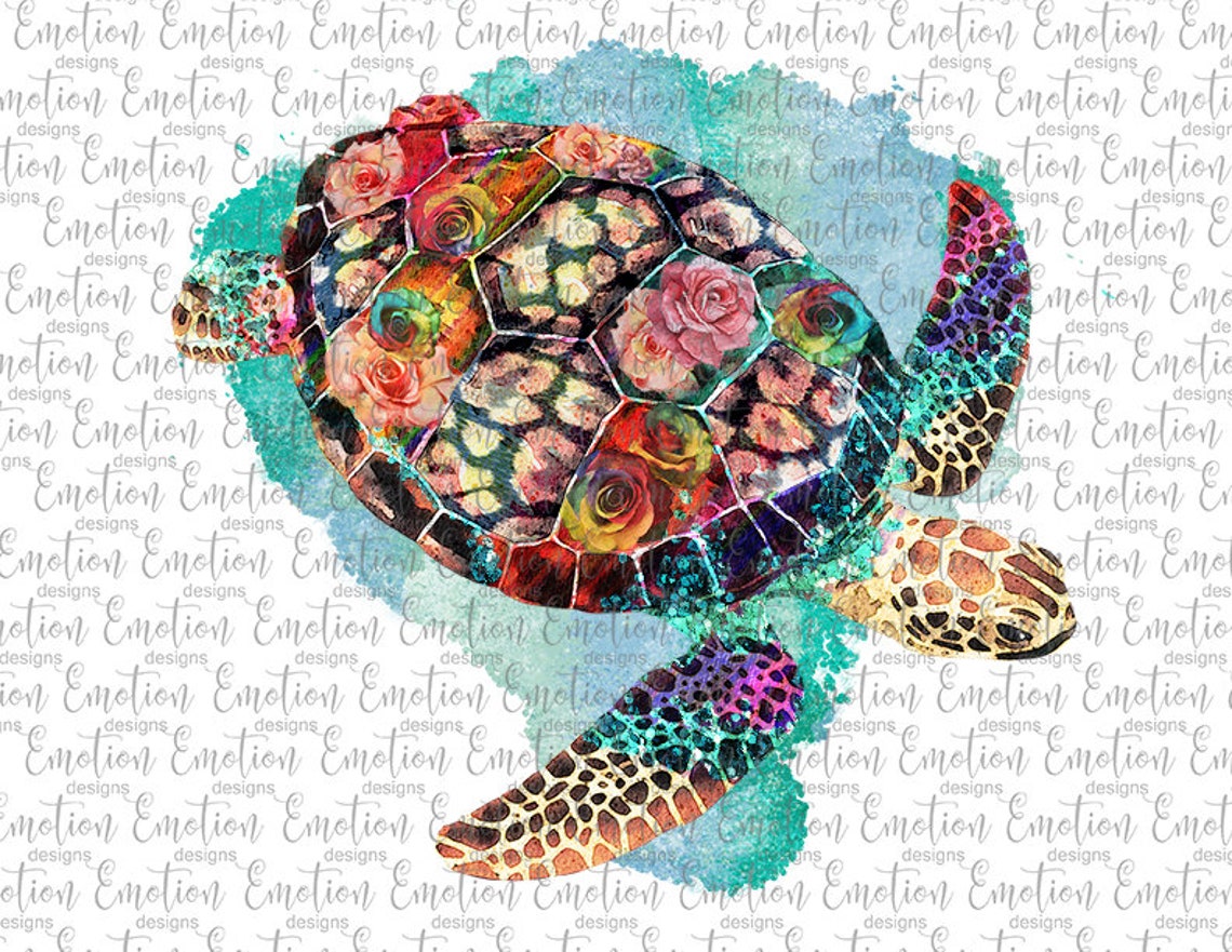 Watercolor Rose Leopard Sea Turtle Clipart Instant Download - Etsy