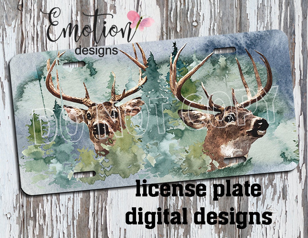 Watercolor Deer License Plate Digital Design, Instant Download ...