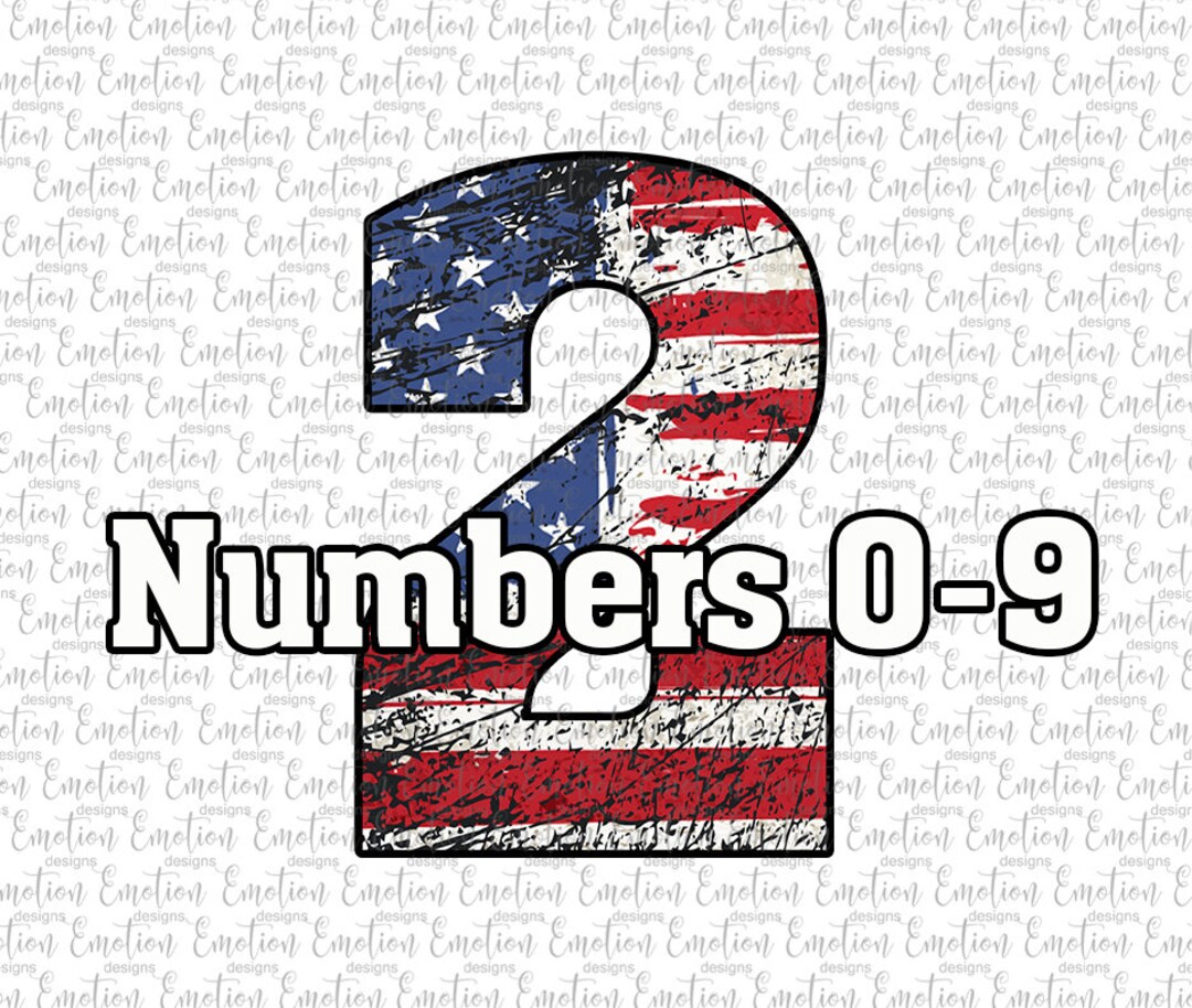 USA Patriotic Numbers 0-9 Clip Art, American Flag, Instant Download ...