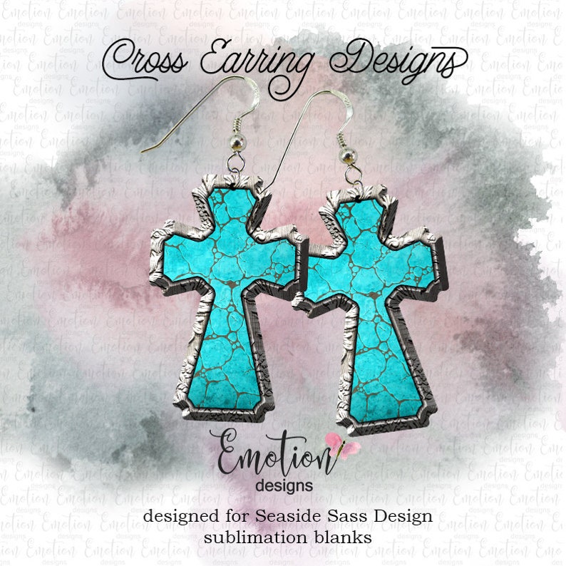 Cross Earring Digital Designs, Instant Download, Sublimation Designs ...