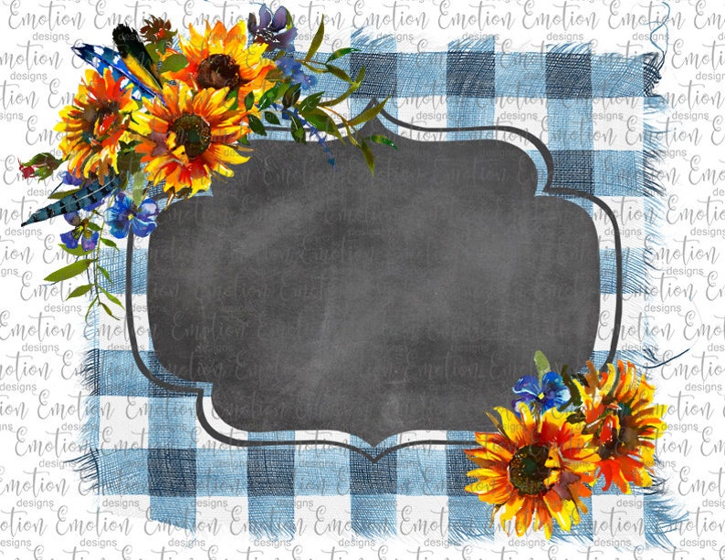 Sunflower Buffalo Plaid Frame Instant Download Sublimation - Etsy