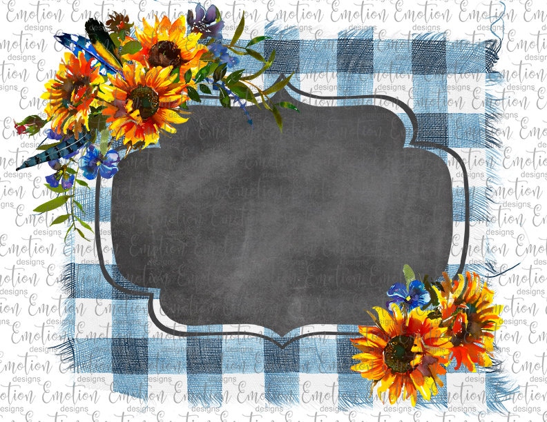Sunflower Buffalo Plaid Frame instant download Sublimation | Etsy
