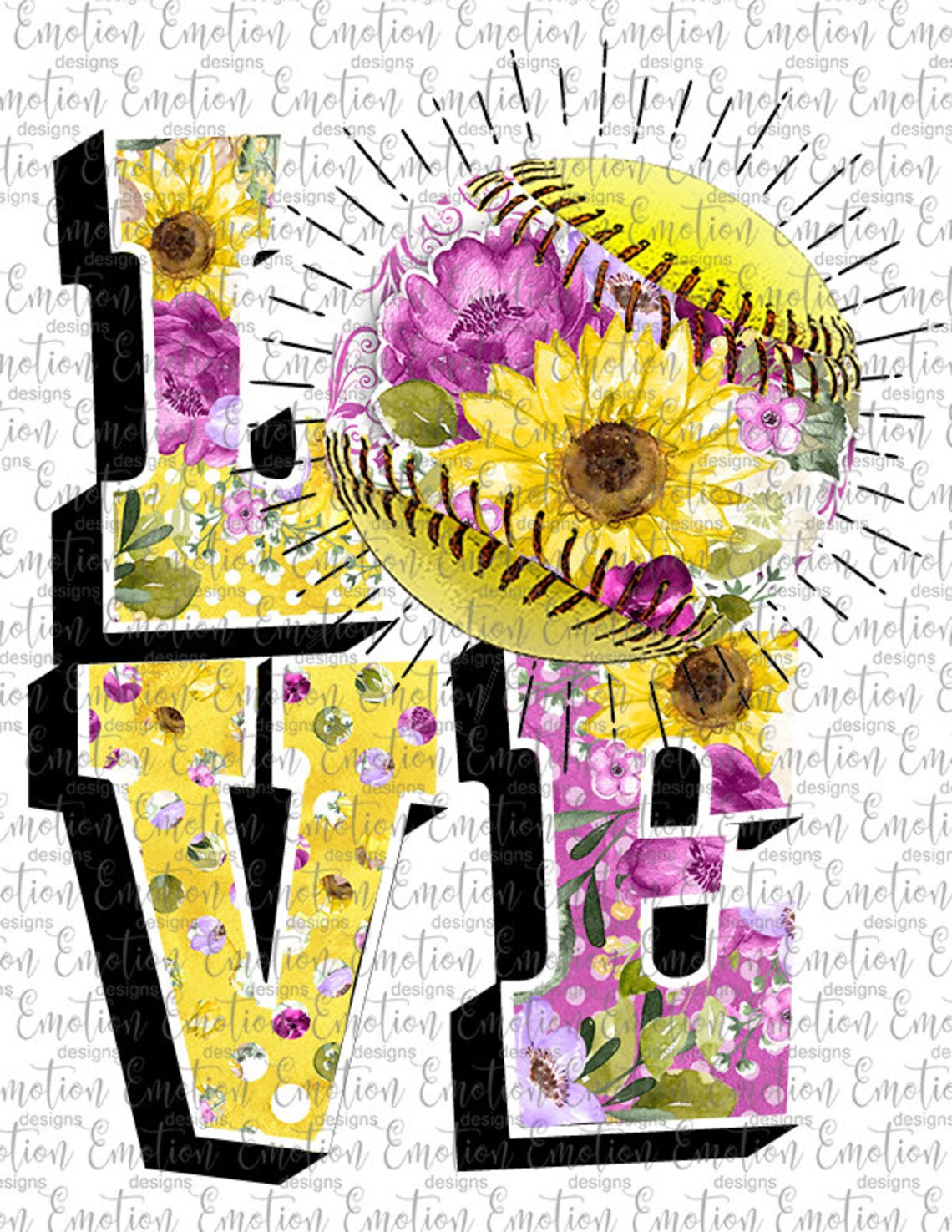 Love Softball PNG instant download Sublimation Graphics | Etsy