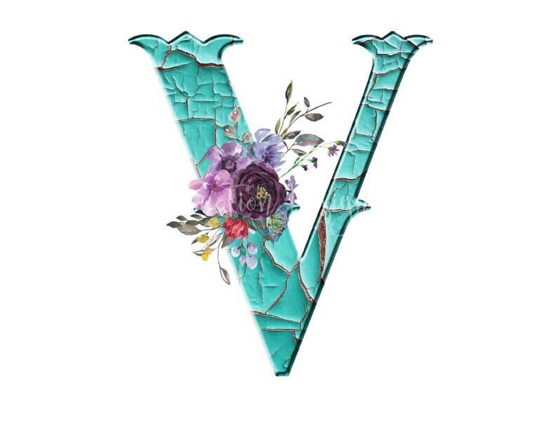 UVWXYZ Rustic Turquoise Monogram Letters Clip Art Instant | Etsy Canada