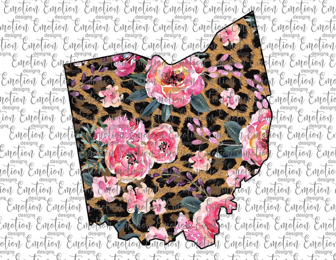 Ohio State PNG, Instant Download, Leopard Print, Flowers, Sublimation ...