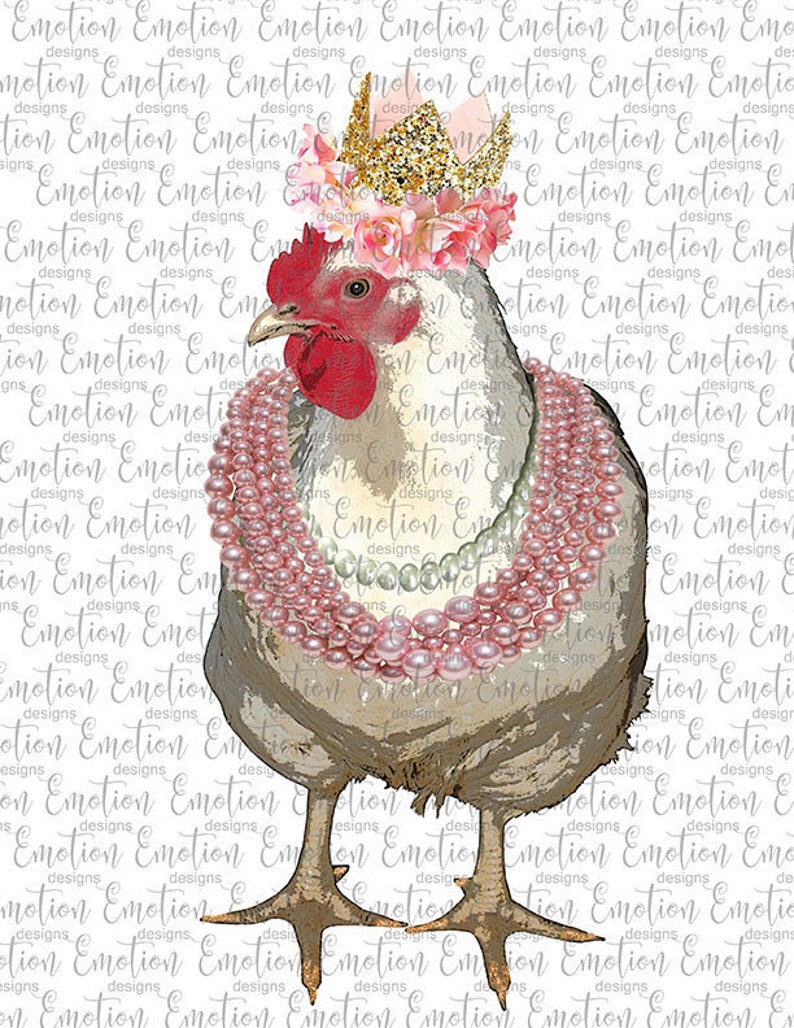 Chicken With Crown and Pearls PNG, Clipart, Instant Download ...