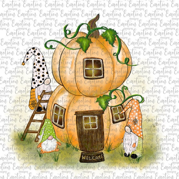 Pumpkin House Gnome Scene Clipart Instant Download - Etsy